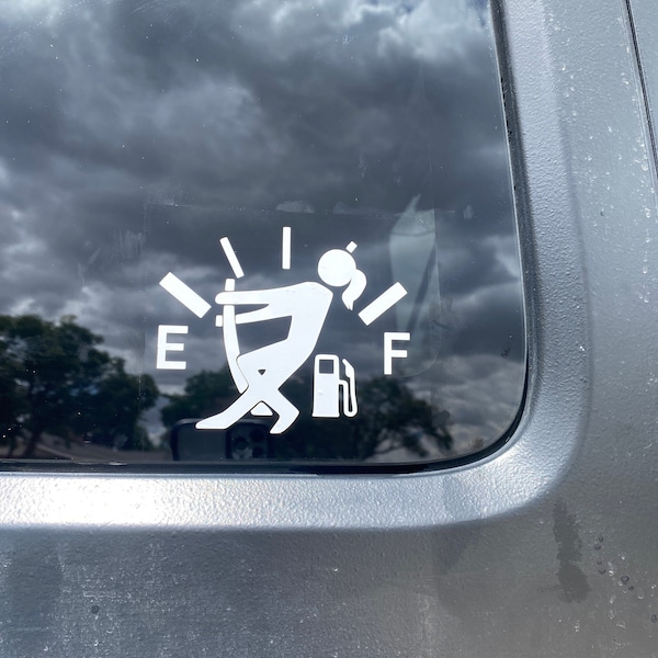 Gas Gauge With Girl Pulling Needle Vinyl Decal Sticker - Etsy