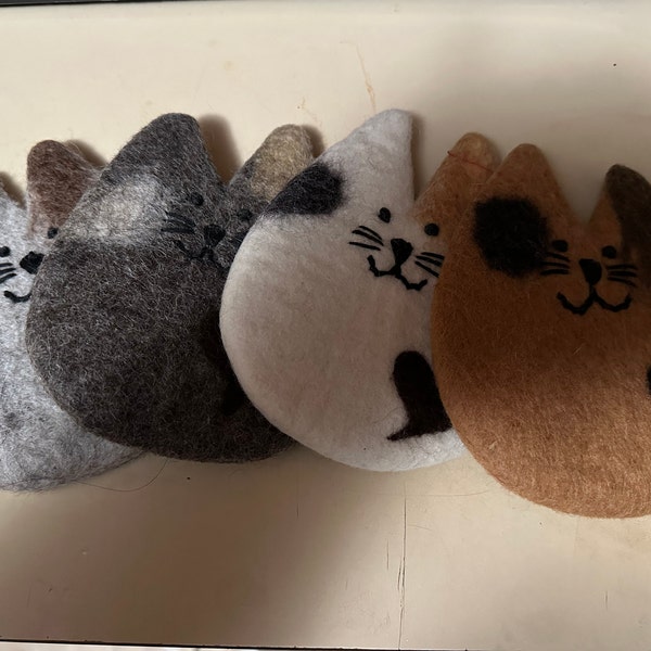 Absorbent Handmade Cat Coasters-set of Four-4-wool Felt-gifts for Cat ...