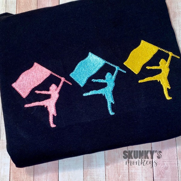Color Guard Flag Twirler Dancing #2 Silhouette Embroidery Design 3 ...