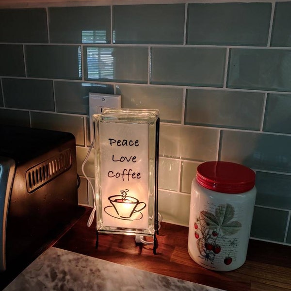 Lotus Lighted Glass Block, Zen Decor, Tropical Decor, Upcycled Retro ...