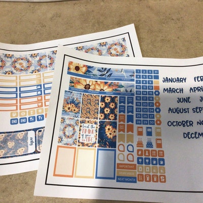 Mini Happy Planner Printable Monthly Stickers, Floral Planner Stickers ...