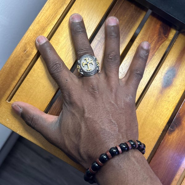 Jesus Christ Men Ring, Religious Signet Ring, IHS Patterned Men Ring ...