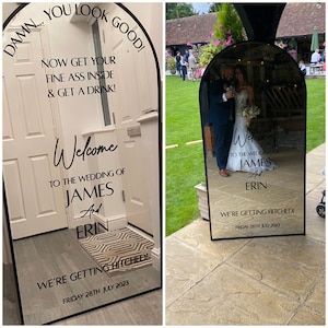 Large Custom Arched Vinyl Wedding Mirror Decal / Initials Name - Etsy UK