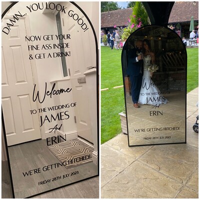 Large Custom Arched Vinyl Wedding Mirror Decal / Initials Name - Etsy