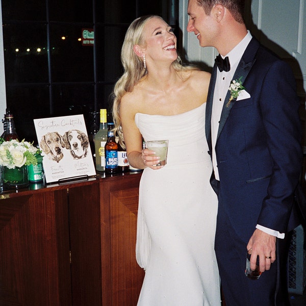 9x12 Poster Wedding Pet Bar Sign, Custom Line Drawing Dog Portrait for ...