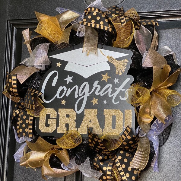 Graduation Wreath, Congrats Grad, Graduation Decor Graduation Front ...