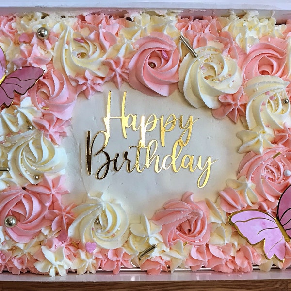 Sheet Cake Topper, Happy Birthday Sheet Topper, Personalised Custom ...