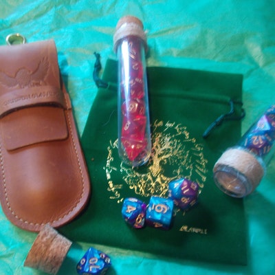 RPG Dice Potion Bag With Fantasy Dice Potion Flask Set: Tan Leather ...