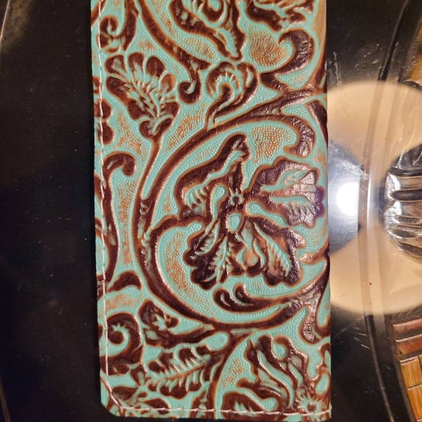 Western Genuine Leather Checkbook Cover, Hand Painted Leather Duplicate ...