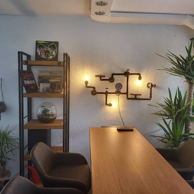 Steam Punk Wall Art Lighting Steampunk Farmhouse Decor Pipe Work Wall ...