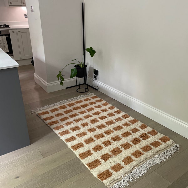 Checkered Rug - Moroccan Rug Checkered - Red Checkered Rug - Handmade ...