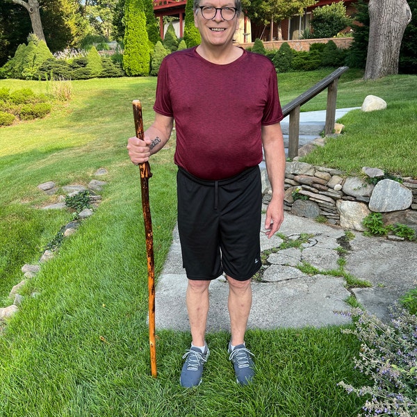 Handcrafted Hickory Walking Stick: Durable Kiln-dried Hiking Staff for ...