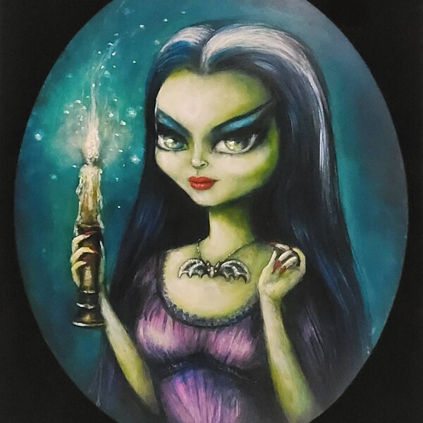 THE SMIRK Big Eye Redhead Pin up Kitty Girl Giclee PRINT by Nina Friday ...