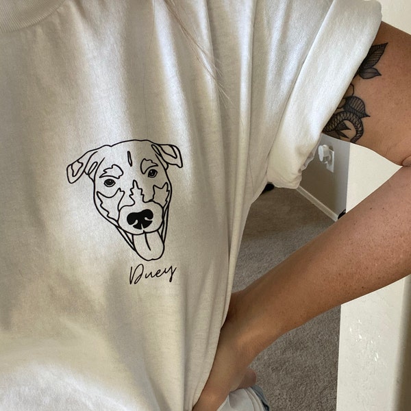 Custom Pet Face Personalized White T-shirt - Hand Drawn Customized - Etsy