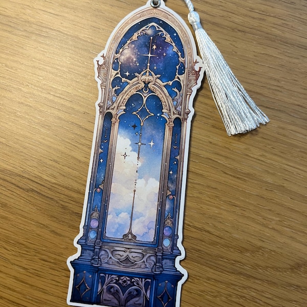 Gothic Starry Night Arch Window Bookmark, Tassel Included, Thick High ...