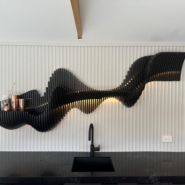 Parametric Wavy Wooden Wall Mounted Shelf - Parametric Wooden Wavy Wall ...