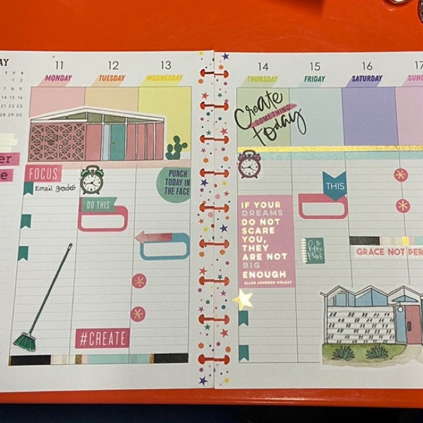 Mid-century Modern, Watercolor Houses, Sticker Sheet, House Stickers ...