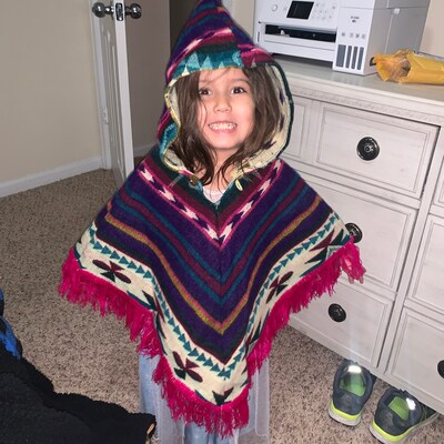 Kids Poncho Size 4 Alpaca Poncho Toddler Poncho Fringe Poncho Boho ...