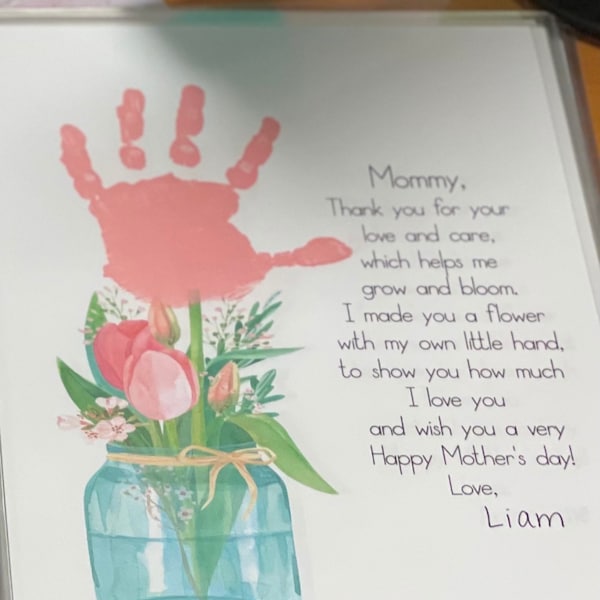 Mother's Day Flower Handprint Crafts, Printable Handprint Footprint Art ...