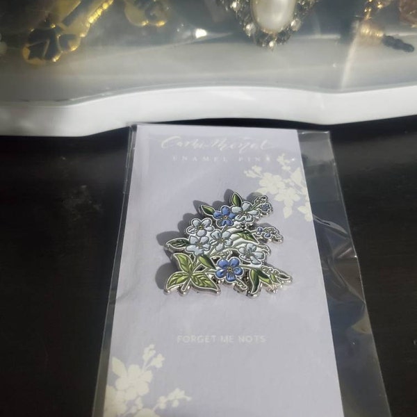 Forget Me Nots Enamel Pin | Floral Enamel Pin | Blue Flower Enamel Pin ...