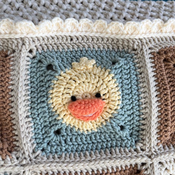 Crochet Duck Square Pattern // Duck Granny Square Motif // Crochet Duck ...
