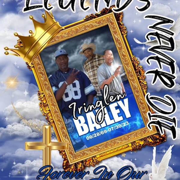 Blue Sky Gold Frames Rest in Heaven Doves Angel Wings Memorial PNG Add ...