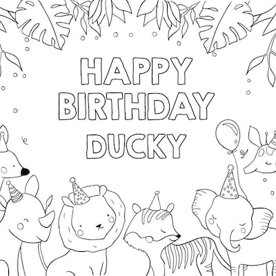 Editable Coloring Page Safari Animals Birthday Party Activity Game Wild ...
