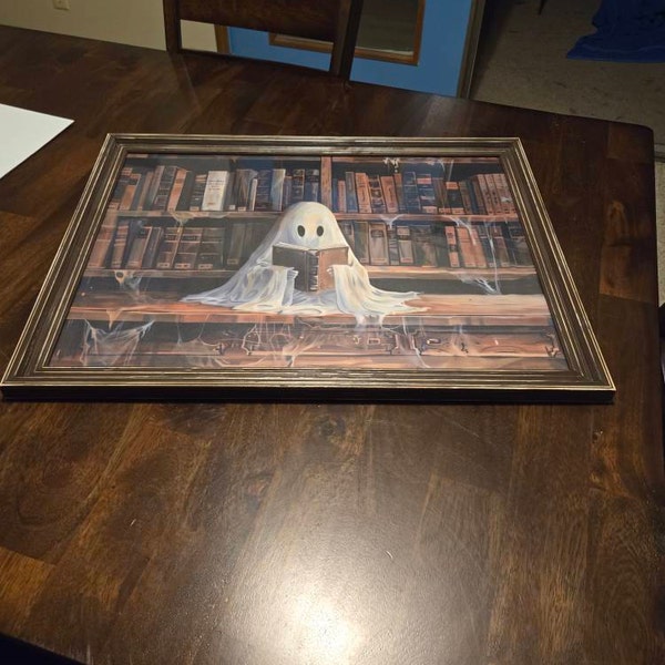 Vintage Library Ghost Print Wall Art Halloween Decor Academia Spooky ...