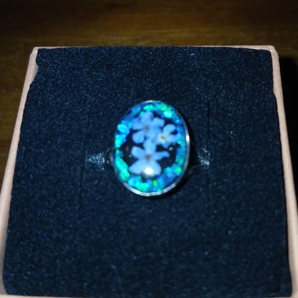 Real Mushroom Ring, Pressed Flower Ring With A Hand Painted Galaxy ...