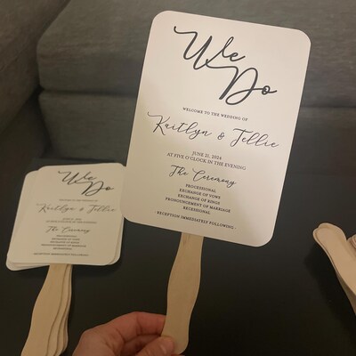 We Do Wedding Program Fans Navy and White Wooden Sticks Included Navy ...