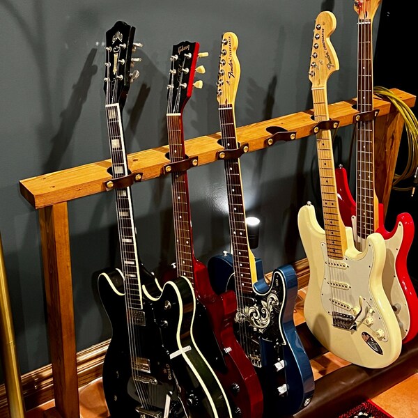 Leather & Wood Upright Custom Guitar Rack Guitar Stand - Etsy