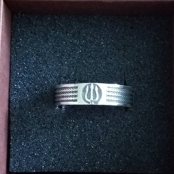 Poseidon Trident Seaman Ring, Sterling Silver Sailor Jewelry, Ring With ...