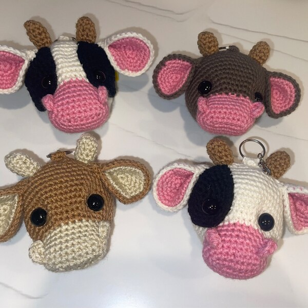 Cow Head Keychain Crochet Pattern; 2 Spot Face Pattern Extension; PDF ...
