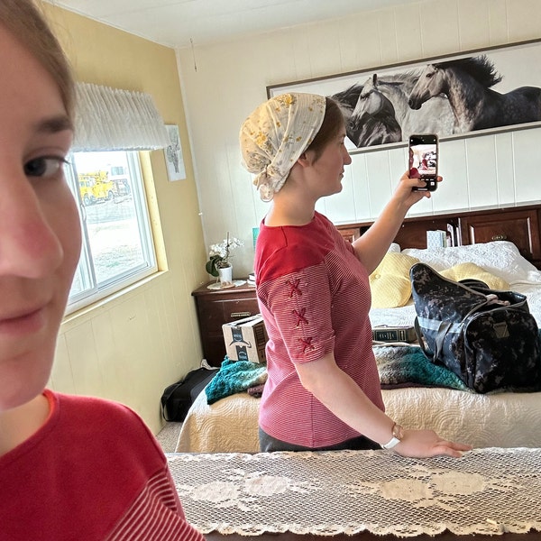 100% Cotton Light Pink Vines Medium Headcovering, Prayer Covering ...