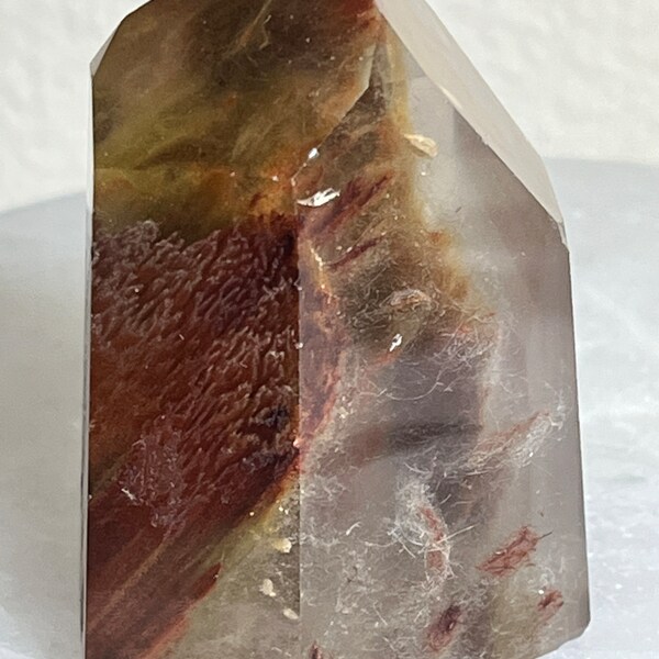 Angel Phantom Quartz Bubble- Amphibole Quartz- Hematite, Limonite ...