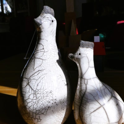 Raku Mini Chickens by Nathalie Hamill - Etsy UK