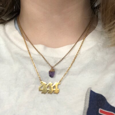 Angel Number Pendant Necklace Gold Plated High Quality Stainless Steel ...