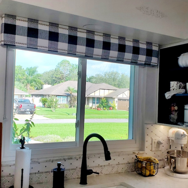 Window Cornice Board Valance Box Window Treatment in Natural Slub Linen ...