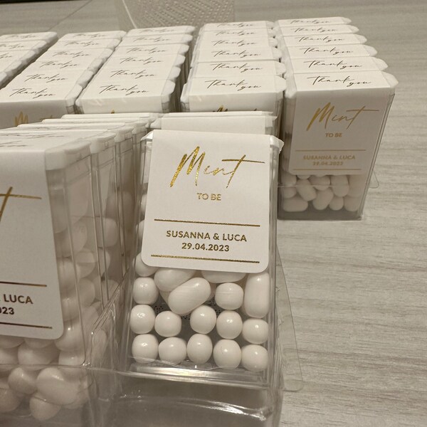 Tic Tac Label Foiled, Mint to Be Wedding Favor Sticker With Real Gold ...