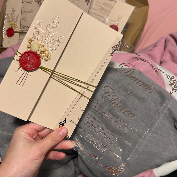 Quinceanera Invitation - Acrylic Wedding Invitation, Elegant Navy Blue ...