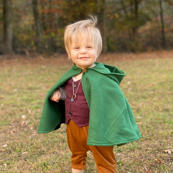 Kids Cloak, Boys Girls Green Hooded Cloak Fleece Elf, Elven, Archer ...