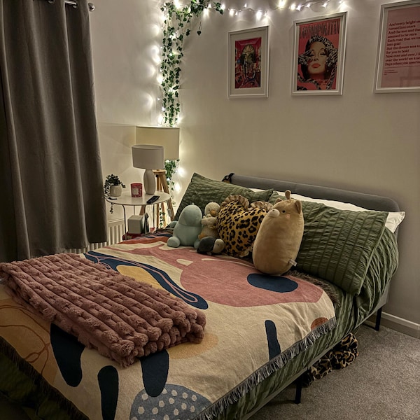 Vintage Bohemian Floral Design Throw Blanket, Sofa Cuddle Throw, Boho ...