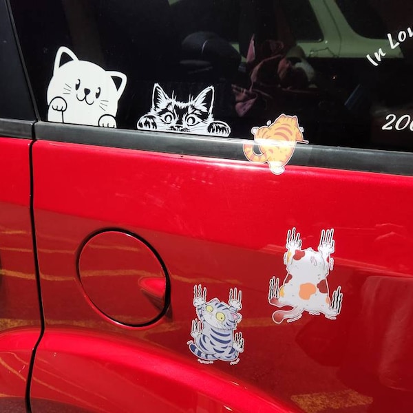 Cute Cartoon Cat Car Sticker, Funny Cat Scratch Decals, Custom ...