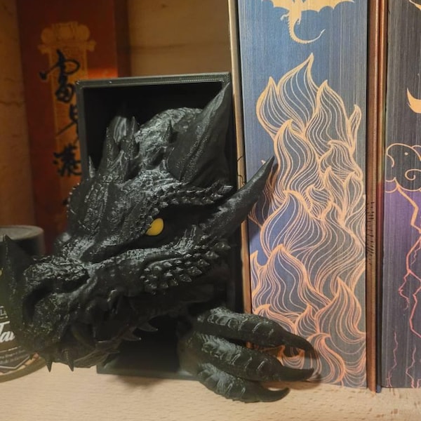 Book Nook Dragon - Bookend Dragon - Book Corner - 3D Printed Sculpture ...