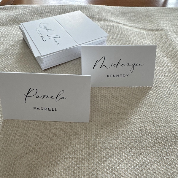 Silver Place Cards PRINTED With Meal Choice Icons | Rustic Wedding Name ...