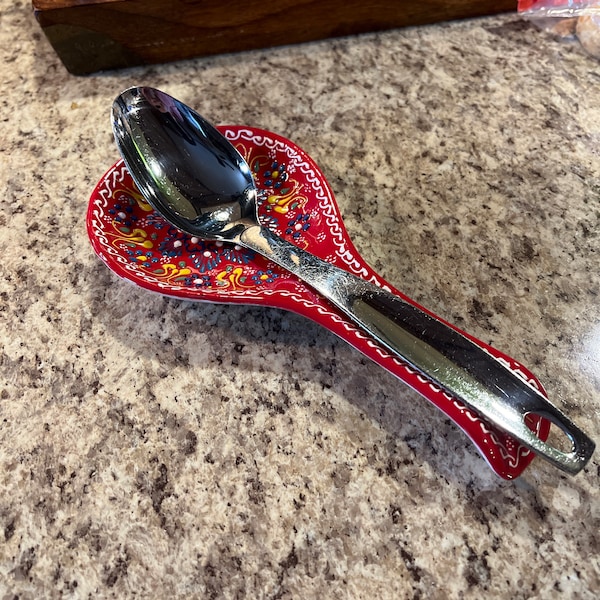 14 Color Ceramic Spoon Rest, Handmade Pottery, Ladle Rest, Kitchen ...