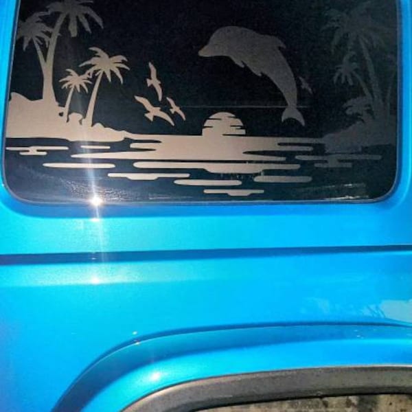 Fits 2020-2024 Jeep Gladiator Back Middle Window Mountain Tree Outdoor ...