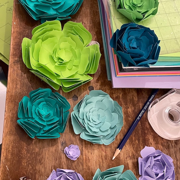 Easy Paper Succulent Svg/diy Paper Succulents/5 Different Succulents ...