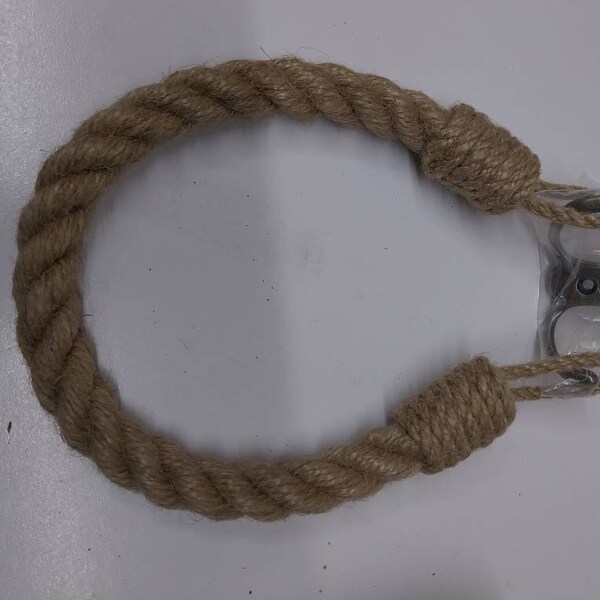 Rope Drawer Pull ..jute Rope Handle With Black Metal Hardware.. Modern ...