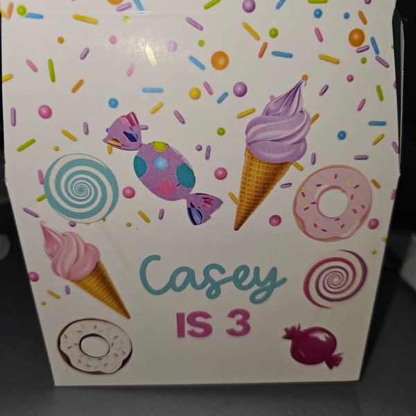 CANDYLAND TWO SWEET Personalised Children’s Party Box Gift Bag Favour ...